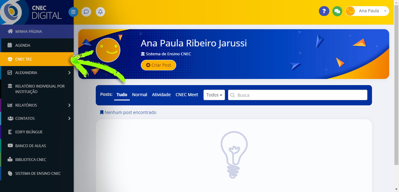 Professores dos Itinerários Eletivos também poderão acessar a plataforma CNEC TEC por meio do ...
